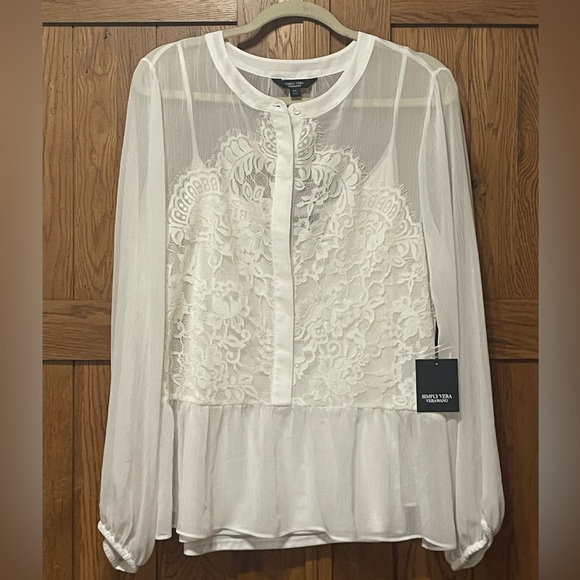 Simply Vera Vera Wang | Tops | Simply Vera Vera Wang White Lace Blouse ...